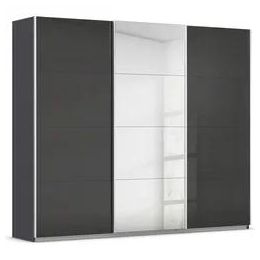 Schwebetürenschrank Rauch "Kleiderschrank Schrank Garderobe AGORDO mit Dekor- oder Hochglanzfront" Schränke Gr. B/H/T: 271cm x 229cm x 62cm, 3 St., grau (graumetallic/hochglanz effektgrau) durchdachte Innenausstattung, in 4 Breiten und 2 Höhen MADE IN GERMANY