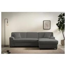 Ecksofa Inosign "Turah 2, L-Form, in Cord u. wasserabweisender Microfaser, Federkern" Sofas Gr. B/H/T: 241cm x 79cm x 146cm, Luxus-Microfaser flauschig, Recamiere rechts, mit Bettfunktion, grau (dunkelgrau) BTH: 24114679 cm, incl. Zierkissen, wahlweise mit Bettfunktion