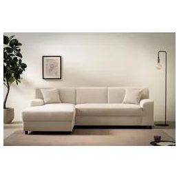 Ecksofa Inosign "Turah 2, L-Form, in Cord u. wasserabweisender Microfaser, Federkern" Sofas Gr. B/H/T: 241cm x 79cm x 146cm, Cord, Recamiere links, mit Bettfunktion, beige (creme) BTH: 24114679 cm, incl. Zierkissen, wahlweise mit Bettfunktion