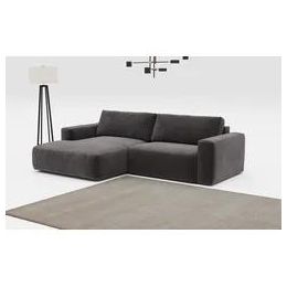 Ecksofa COTTA "Lasso L-Form" Sofas Gr. B: 288cm, Stoff Karo, Recamiere links, grau (anthracite) mit breiter Recamiere im trendigen Cord oder angenehmen Strukturstoff