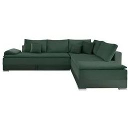 Ecksofa Inosign "Night & Day L-Form" Sofas Gr. B/H/T: 324cm x 95cm x 218cm, Cord, Recamiere rechts, mit Taschenfederkern, grün (flaschengrün) mit Boxspring Bettfunktion 180x200 cm, Dauerschläfer