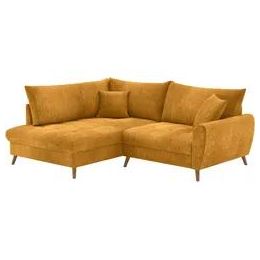 Ecksofa Home Affaire "Blackburn II, L-Form" Sofas Gr. B/H/T: 230cm x 71cm x 190cm, Velours, Ottomane links, orange (dolce 9 curry) Mit Kaltschaumpolsterung bis 140 kg belastbar