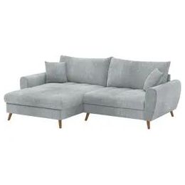 Ecksofa Home Affaire "Blackburn II, L-Form" Sofas Gr. B/H/T: 246cm x 71cm x 170cm, Velours, Recamiere links, silberfarben (dolce 14 silber) Mit Kaltschaumpolsterung bis 140 kg belastbar