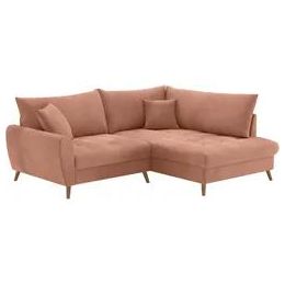 Ecksofa Home Affaire "Blackburn II" Sofas Gr. B/H/T: 230cm x 71cm x 190cm, Soft clean, Ottomane rechts, braun (novaclean avanti 9 ginger) Wahlweise mit Kaltschaumpolsterung bis 140 kg belastbar