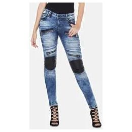 Cipo & Baxx Skinny-fit-Jeans CIPO & BAXX "Jeans" Gr. 28, Länge 34, blau Damen Jeans mit angesagten Applikationen, WD346