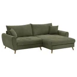 Ecksofa Home Affaire "Blackburn II" Sofas Gr. B/H/T: 246 cm x 71 cm x 170 cm, Microfaser 1, Recamiere rechts, grün (memphis 12 green) Wahlweise mit Kaltschaumpolsterung bis 140 kg belastbar