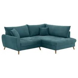 Ecksofa Home Affaire "Blackburn II, L-Form" Sofas Gr. B/H/T: 230cm x 71cm x 190cm, Microfaser, Ottomane rechts, blau (memphis 13 petrol) Mit Kaltschaumpolsterung bis 140 kg belastbar