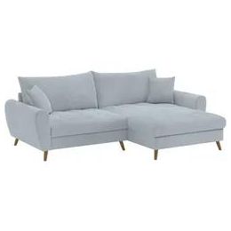 Ecksofa Home Affaire "Blackburn II" Sofas Gr. B/H/T: 246cm x 71cm x 170cm, Soft clean, Recamiere rechts, blau (novaclean avanti 14 blue grey) Wahlweise mit Kaltschaumpolsterung bis 140 kg belastbar