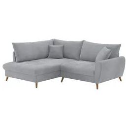 Ecksofa Home Affaire "Blackburn II, L-Form" Sofas Gr. B/H/T: 230cm x 71cm x 190cm, Microfaser, Ottomane links, grau (memphis 45 grau) Mit Kaltschaumpolsterung bis 140 kg belastbar