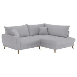 Ecksofa Home Affaire "Blackburn II" Sofas Gr. B/H/T: 230cm x 71cm x 190cm, Cord, Ottomane rechts, grau (stripes 8637 warm grey) Wahlweise mit Kaltschaumpolsterung bis 140 kg belastbar