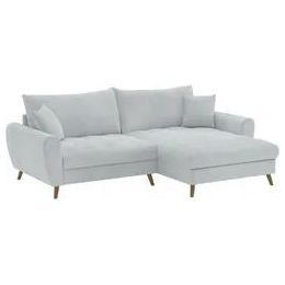 Ecksofa Home Affaire "Blackburn II" Sofas Gr. B/H/T: 246cm x 71cm x 170cm, Soft clean, Recamiere rechts, grau (novaclean avanti 3 silber) Wahlweise mit Kaltschaumpolsterung bis 140 kg belastbar