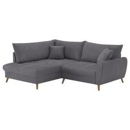 Ecksofa Home Affaire "Blackburn II" Sofas Gr. B/H/T: 230cm x 71cm x 190cm, Cord, Ottomane links, grau (stripes 8629 stone) Wahlweise mit Kaltschaumpolsterung bis 140 kg belastbar