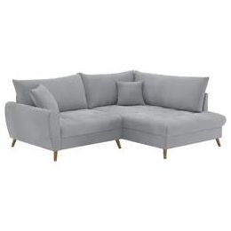 Ecksofa Home Affaire "Blackburn II, L-Form" Sofas Gr. B/H/T: 230cm x 71cm x 190cm, Microfaser, Ottomane rechts, grau (memphis 45 grau) Mit Kaltschaumpolsterung bis 140 kg belastbar