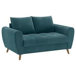 2-Sitzer Home Affaire "Blackburn II" Sofas Gr. B/H/T: 160cm x 71cm x 90cm, Microfaser, blau (memphis 13 petrol) Mit Kaltschaumpolsterung bis 140 kg belastbar