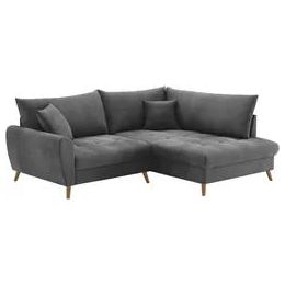 Ecksofa Home Affaire "Blackburn II" Sofas Gr. B/H/T: 230cm x 71cm x 190cm, Microfaser, Ottomane rechts, schwarz (memphis 17 black) Wahlweise mit Kaltschaumpolsterung bis 140 kg belastbar