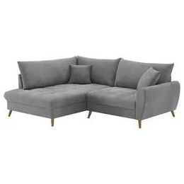 Ecksofa Home Affaire "Blackburn II, L-Form" Sofas Gr. B/H/T: 230cm x 71cm x 190cm, Microfaser, Ottomane links, grau (memphis 20 stone) Mit Kaltschaumpolsterung bis 140 kg belastbar