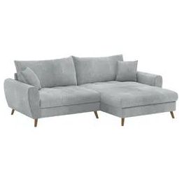 Ecksofa Home Affaire "Blackburn II, L-Form" Sofas Gr. B/H/T: 246cm x 71cm x 170cm, Velours, Recamiere rechts, silberfarben (dolce 14 silber) Mit Kaltschaumpolsterung bis 140 kg belastbar