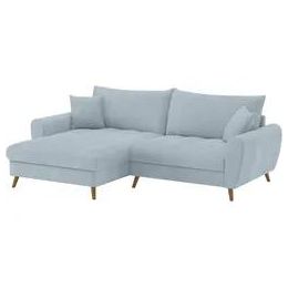 Ecksofa Home Affaire "Blackburn II" Sofas Gr. B/H/T: 246cm x 71cm x 170cm, Cord, Recamiere links, blau (stripes 8624 blue grey) Wahlweise mit Kaltschaumpolsterung bis 140 kg belastbar