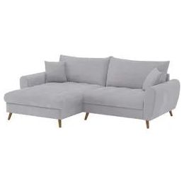 Ecksofa Home Affaire "Blackburn II, L-Form" Sofas Gr. B/H/T: 246cm x 71cm x 170cm, Cord, Recamiere links, grau (stripes 8637 warm grey) Mit Kaltschaumpolsterung bis 140 kg belastbar