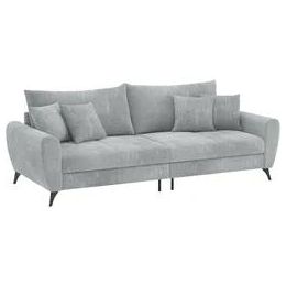 Big-Sofa Home Affaire "Blackburn II" Sofas Gr. B/H/T: 260cm x 71cm x 108cm, Velours, silberfarben (dolce 14 silber) Wahlweise mit Kaltschaumpolsterung bis 140 kg belastbar