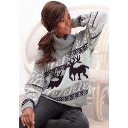 Vivance Damen Rollkragenpullover, Grau, Gr. 40/42, Rundhals Pullover, Material: Polyacryl
