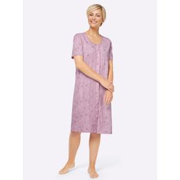 wäschepur wäschepur Damen Nachthemd mit Biesen- und Spitzen-Deko, rosé-bedruckt, Größe 36/38