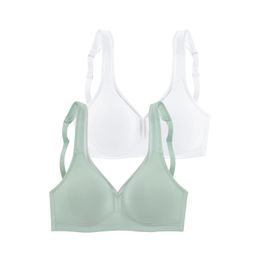 petite fleur by Lascana Damen T-Shirt-BH, mint+wei&szlig;, Gr&ouml;&szlig;e 100C
