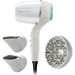 Haartrockner Remington "HYDRAluxe PRO (EC9001)" weiß (weiß, metallic) 50 % schnelleres Trocknen, Ionengenerator, 2 Stylingdüsen & Diffusor