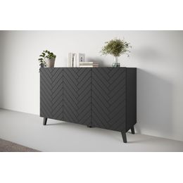 Sideboard Inosign "PHUKET" Sideboards Gr. B/H/T: 120cm x 76cm x 39cm, schwarz (graphite matt, graphite matt mdf) Modernes Sideboard mit 6 Fächern, Breite 120 cm