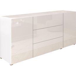 Sideboard Inosign "BERLIN" Sideboards Gr. B/H/T: 150 cm x 66,3 cm x 39,0 cm, 3 St., weiß (weiß matt, hochglanz) Moderne grifflose Kommode Breite 150 cm, 4 Schubkästen 2 Türen