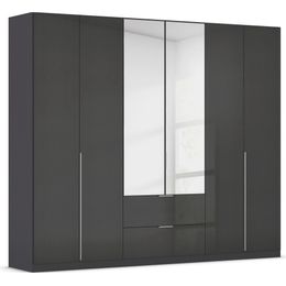 Drehtürenschrank Rauch "Kleiderschrank Schrank Garderobe AGORDO mit Dekor- oder Hochglanzfront" Schränke Gr. B/H/T: 271 cm x 229 cm x 54 cm, 6 St., grau (graumetallic, hochglanz effektgrau) mit Außenschubkästen, in 6 Breiten und 2 Höhen MADE IN GERMANY