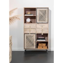 Highboard GUTMANN FACTORY Sideboards Gr. B/H/T: 90 cm x 165 cm x 45 cm, 4 St., beige (natur) Vitrine, Breite 90 cm