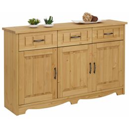 Sideboard Home Affaire "Trinidad" Sideboards Gr. B/H/T: 148 cm x 89 cm x 37 cm, beige (natur, geölt) Kommode, Breite 148 cm