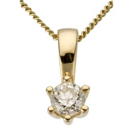 Ketten-Anhänger Firetti "Schmuck Geschenk Gold 750 Halsschmuck Anhänger Halskette Solitär" Schmuckanhänger Gr. 0,25 ct P2 = erkennbare Einschlüsse, Gelbgold 585-Diamanten, 0,65 g, goldfarben (gelbgoldfarben, gw=getöntes, weiß) Damen mit Brillant in Krappenfassung