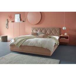 Polsterbett "Adamas", beige, L:210cm, Bezug: 100% Polyester, Polsterung: Polsterwatte, Material Gestell: gepolsterter Holzwerkstoff, Westfalia Schlafkomfort, Betten, auch mit Bettkasten, Knopfheftung mit Strasssteinen