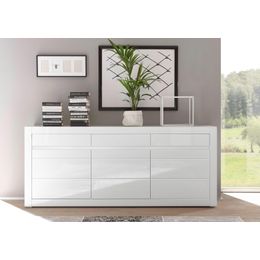 Sideboard Inosign "Carat" Sideboards weiß (weiß, hochglanz) Breite 217 cm, wird mit zwei Leisten angeliefert, 1 x grau, weiss