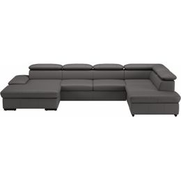 Sit & More Wohnlandschaft SIT & MORE "Alcudia U-Form", braun (mocca), B:349cm H:73cm T:226cm, Sofas, wahlweise mit Bettfunktion