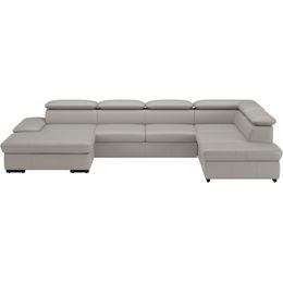 Sit & More Wohnlandschaft SIT & MORE "Alcudia U-Form", grau (light grau), B:349cm H:73cm T:226cm, Sofas, wahlweise mit Bettfunktion
