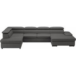 Sit & More Wohnlandschaft SIT & MORE "Alcudia U-Form", braun (mocca), B:349cm H:73cm T:226cm, Sofas, wahlweise mit Bettfunktion