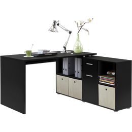 Eckschreibtisch FMD "Lex, Schreibtisch / Sideboard" Tische Gr. B/H/T: 136cm x 74cm x 66,5cm, schwarz variabel montierbar, Breite 136 205 cm, Made in Germany