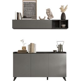 Wohnzimmer-Set Inosign "Tray" Kastenmöbel-Sets grau (bleigrau) Sideboard 4-teilig