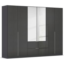 Drehtürenschrank Rauch "Kleiderschrank Schrank Garderobe AGORDO mit Dekor- oder Hochglanzfront" Schränke Gr. B/H/T: 271 cm x 210 cm x 54 cm, 6 St., grau (graumetallic, hochglanz effektgrau) mit Außenschubkästen, in 6 Breiten und 2 Höhen MADE IN GERMANY