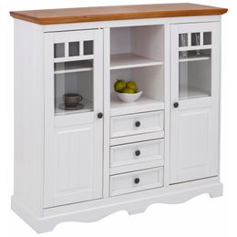 Highboard Home Affaire "Melissa" Sideboards gelb (weiß, honigfarben) Vitrine, Breite 132 cm