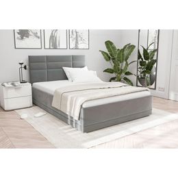 Polsterbett "Prag", grau, B:140cm L:210cm, Bezug 100% Polyester, Polsterung: Polsterwatte, Material Gestell: gepolsterter Holzwerkstoff, Westfalia Schlafkomfort, Betten, 3 Matraztenarten wählbar, mit und ohne Bettkasten