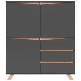 Highboard Inosign "Valentin" Sideboards Gr. B/H/T: 120 cm x 137 cm x 38 cm, Anthrazit / Artisan Eiche, 3 St., grau (anthrazit) 3 Schubkästen und Türen, Breite 120cm in modernem Scandi - Design