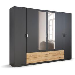 Kleiderschrank Rauch "Schrank Garderobe Wäscheschrank GAMMA in 3 Breiten" Schränke Gr. B/H/T: 271cm x 210cm x 54cm, 6 St., grau (graumetallic/eiche artisan) viel Stauraum mit 6 Schubladen, Spiegel TOPSELLER MADE IN GERMANY