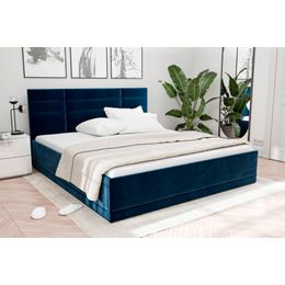 Polsterbett "Prag", blau (königsblau), B:200cm L:210cm, Bezug 100% Polyester, Polsterung: Polsterwatte, Material Gestell: gepolsterter Holzwerkstoff, Westfalia Schlafkomfort, Betten, 3 Matraztenarten wählbar, mit und ohne Bettkasten