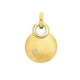 Ketten-Anhänger OROLINO "Gold 585 mattiert mit Brillant 0,02ct." Schmuckanhänger Gr. ONE-SIZE, 0,02 ct SI = kleine Einschlüsse, Gold, 1,4 g, gelb Damen