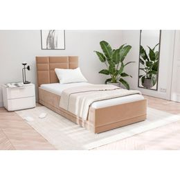 Polsterbett "Prag", beige, B:100cm L:210cm, Bezug 100% Polyester, Polsterung: Polsterwatte, Material Gestell: gepolsterter Holzwerkstoff, Westfalia Schlafkomfort, Betten, 3 Matraztenarten wählbar, mit und ohne Bettkasten