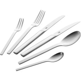 Besteck-Set Zwilling "Minimale", silber (silberfarben), 72 tlg., Edelstahl 18/10, Essbesteck-Sets, rostfreier Edelstahl 18/10, mattiert, spülmaschinengeeignet